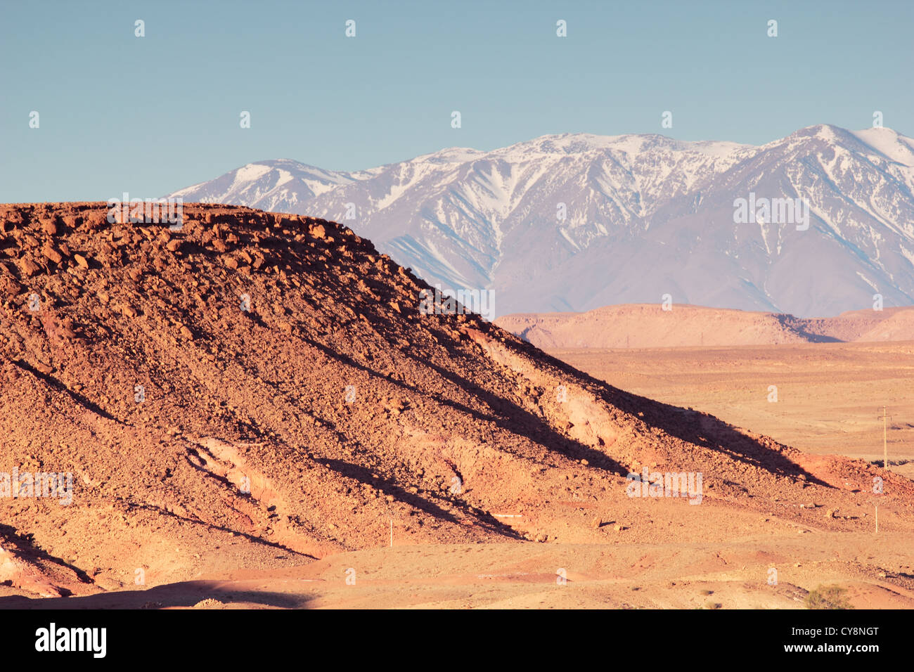 Landscape near Ait Benhaddou in Morocco, with the High Atlas mountains ...