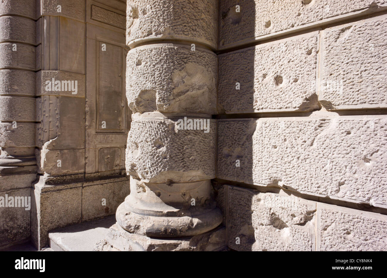 Bullet ridden wall on an old building in Berlin, Germany Stock Photo ...