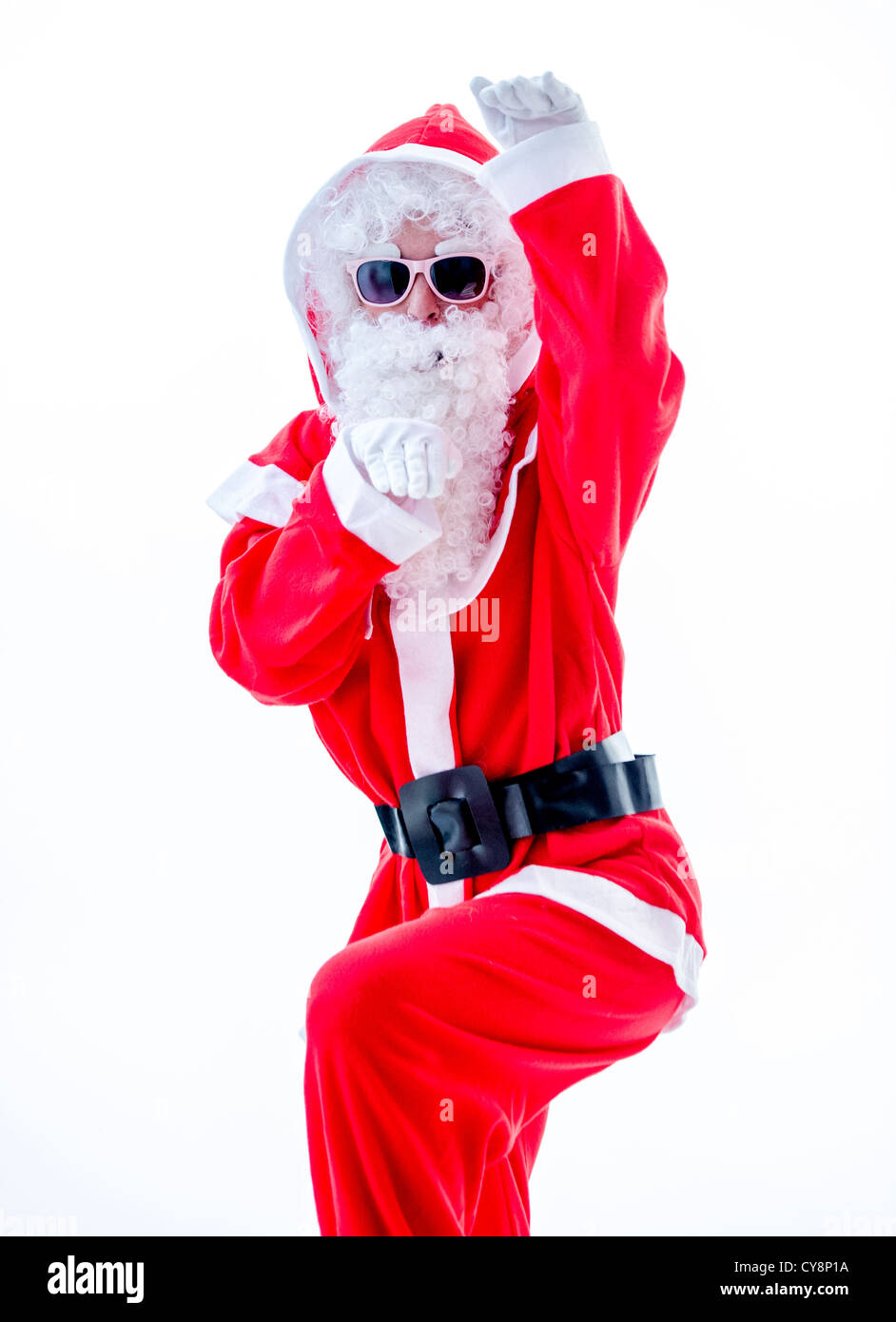 Santa Claus doing martial art isolated on white background Stock Photo ...