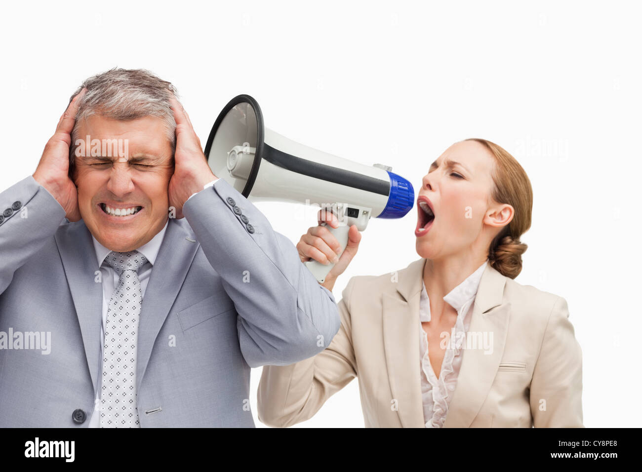 Man holding megaphone ears hi-res stock photography and images - Alamy
