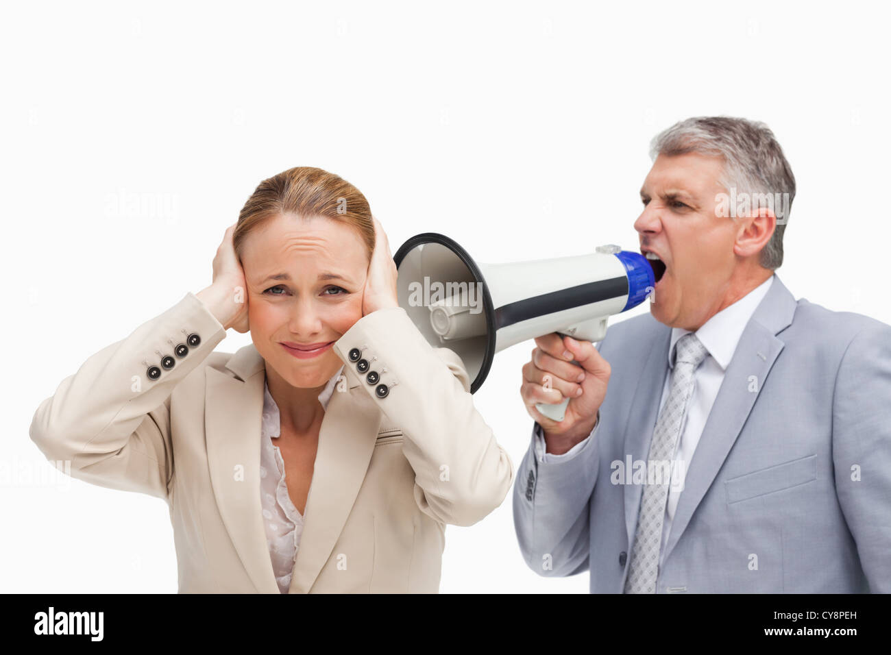 Man holding megaphone ears hi-res stock photography and images - Alamy