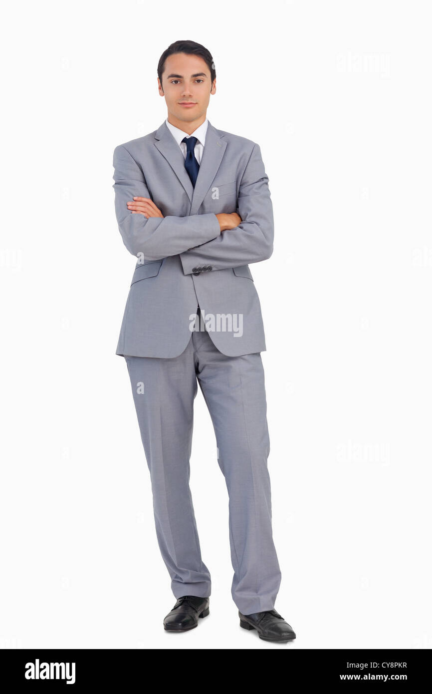 Man suit arms folded white background Cut Out Stock Images & Pictures ...