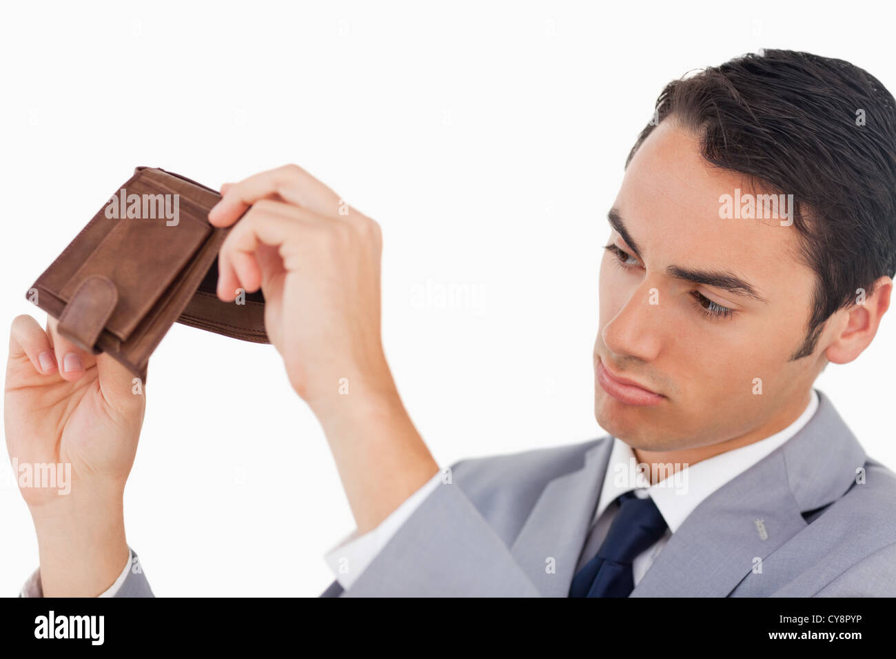 Man in a suit with his wallet empty Stock Photo - Alamy