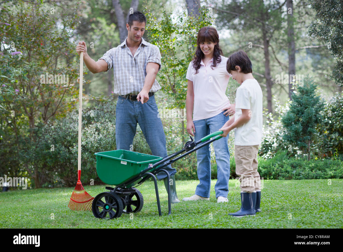 Father and son, grass lawn, low angle hi-res stock photography and ...