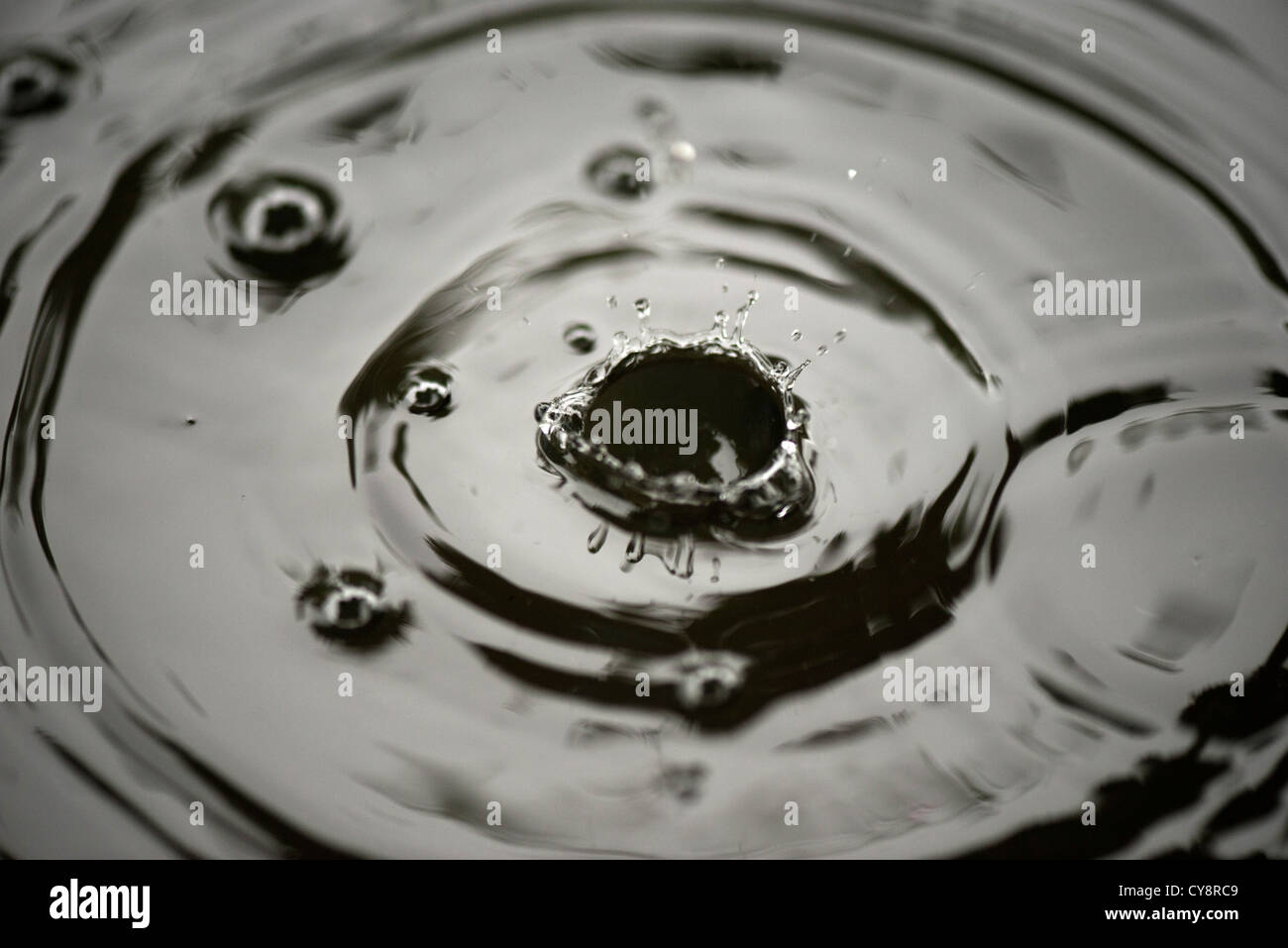 Drops splashing on water Stock Photo - Alamy