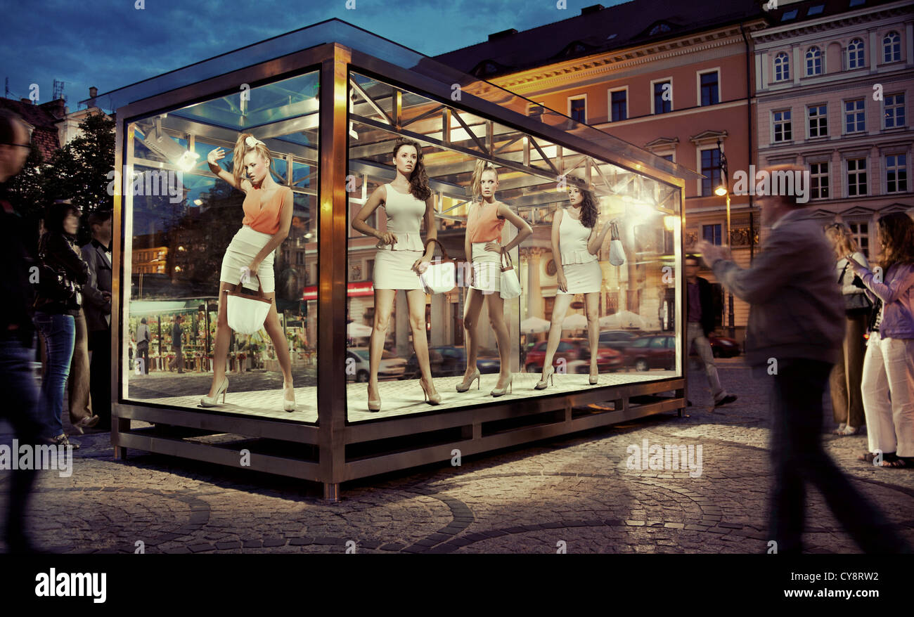 Exhibition window in a city center Stock Photo - Alamy