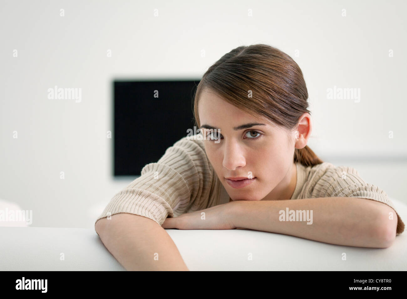Woman arms up camera view sofa hi-res stock photography and images - Alamy