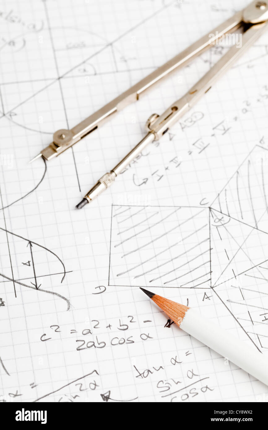 Mathematical notes geometry trigonometry pencil hi-res stock ...