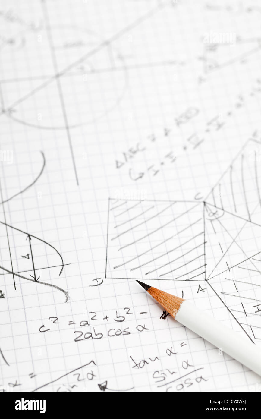 Mathematical Notes Geometry Trigonometry Pencil High Resolution Stock ...