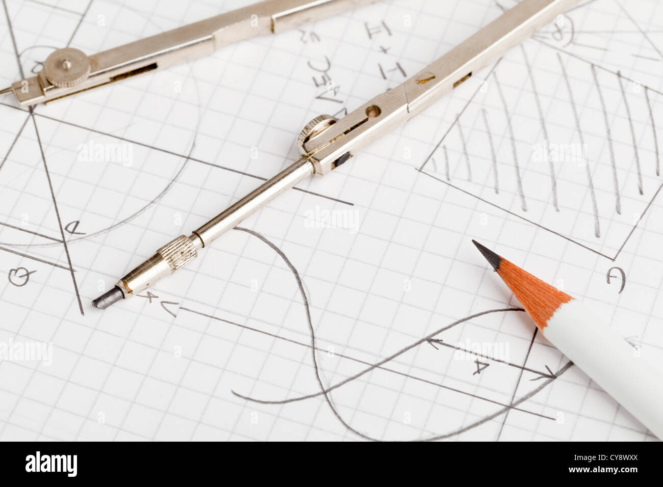 Mathematical notes about geometry and trigonometry with pencil and ...