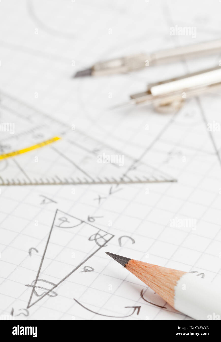 Mathematical notes about geometry and trigonometry with pencil and ...