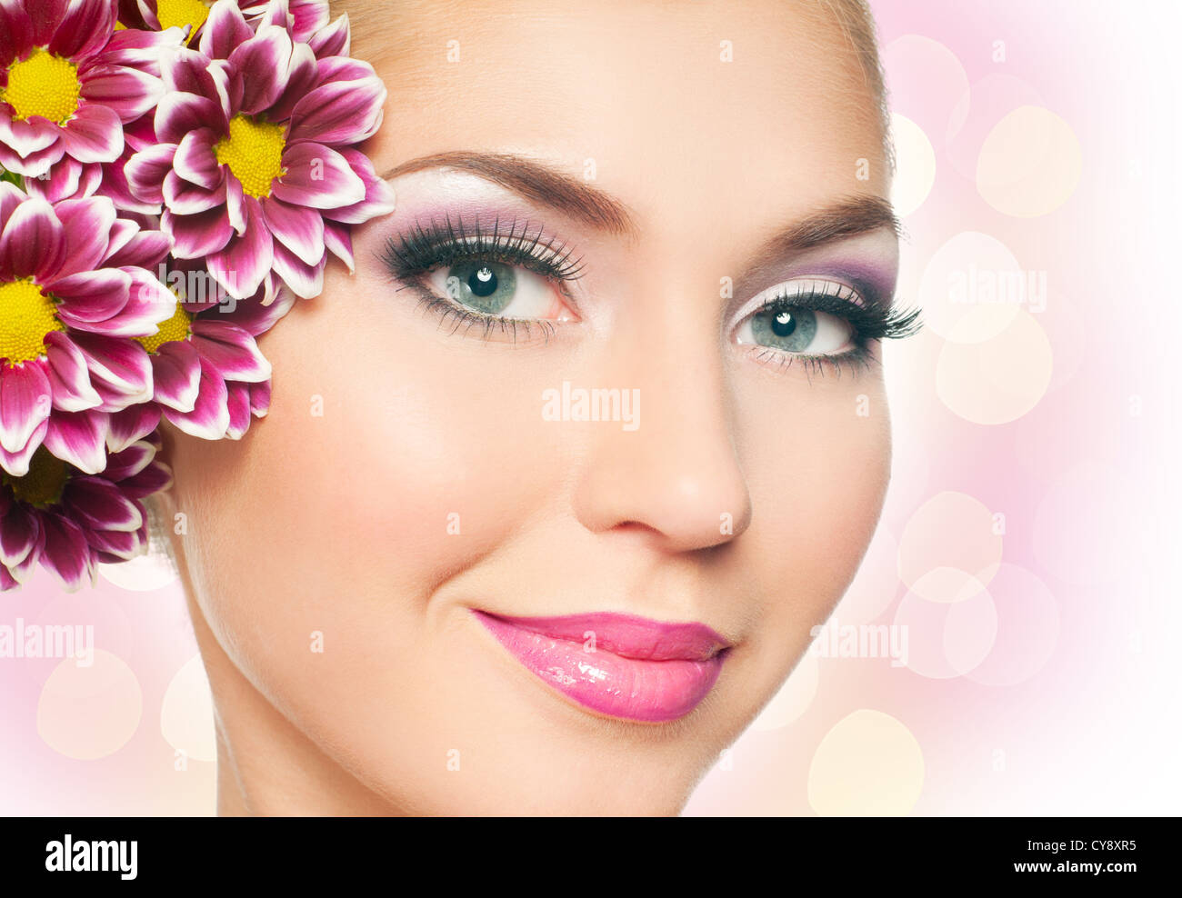 Woman face with bright makeup Stock Photo - Alamy