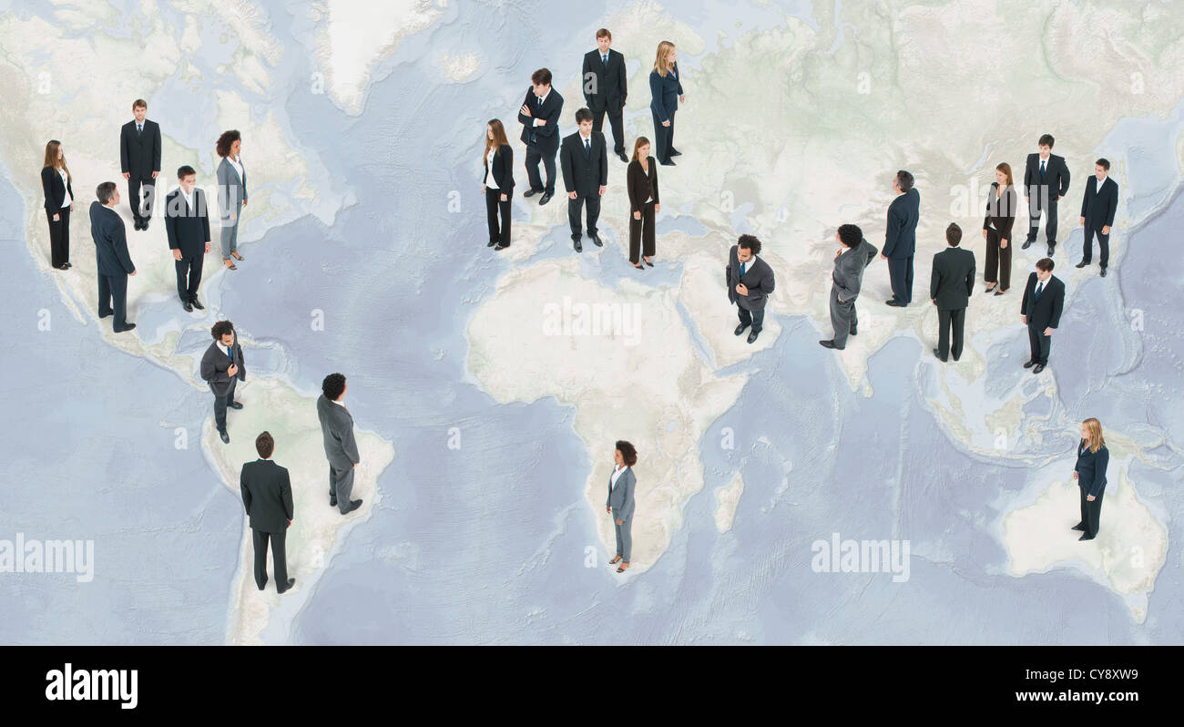 Business people world map hi-res stock photography and images - Alamy