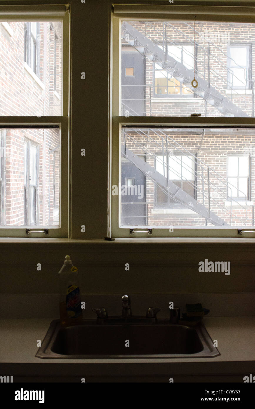 To a window on a fire escape U.S Stock Photo - Alamy