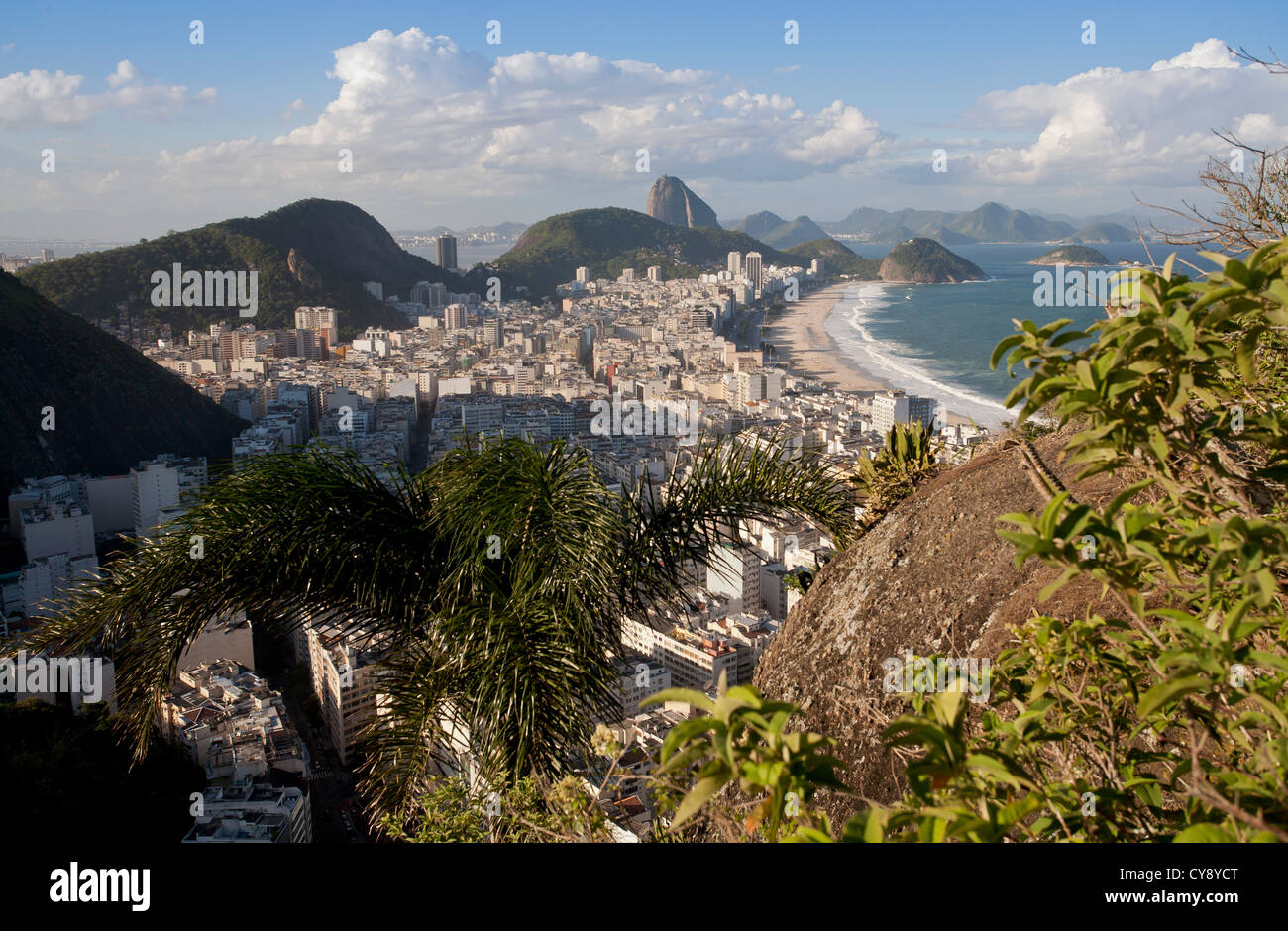 View over Copacabana from Morro do Cantagalo Rio de Janeiro Brazil ...