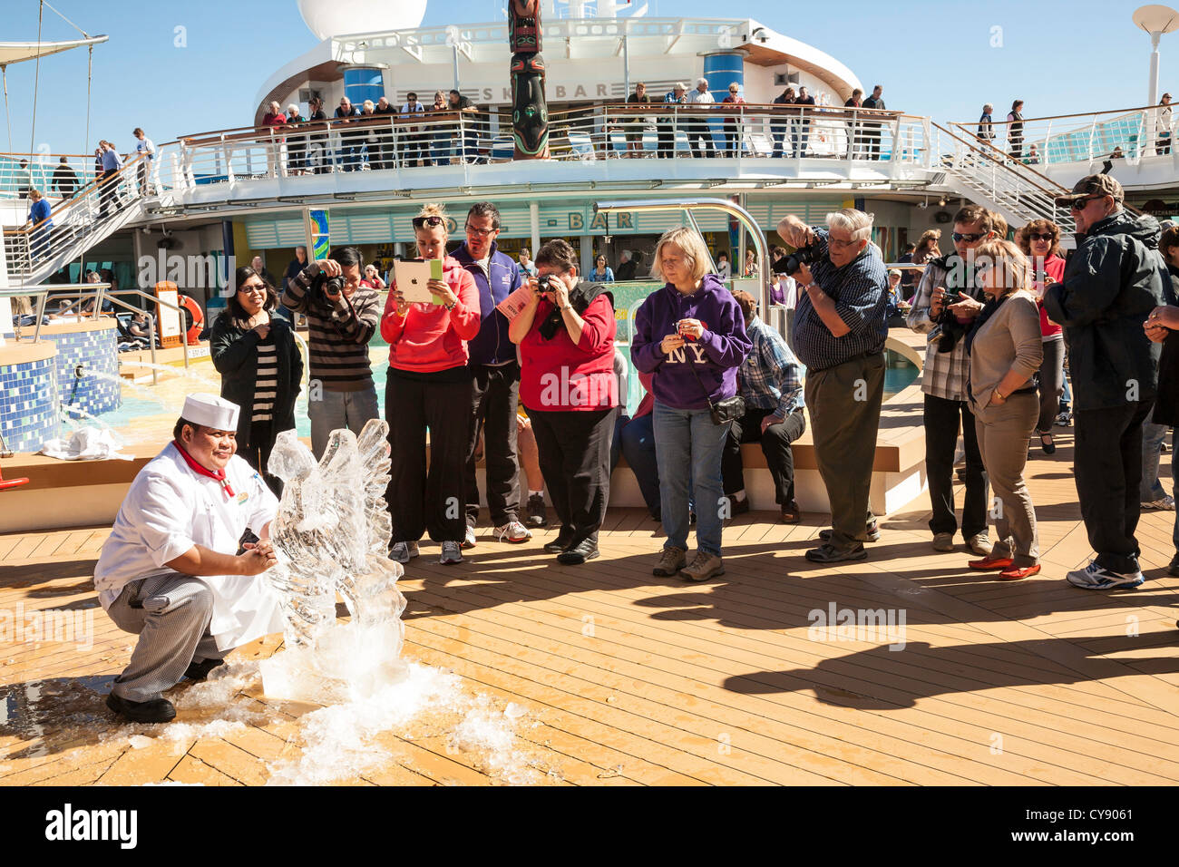 Ice Sculpture Demonstration Aboard Cruise Ship Stock Photo - Alamy