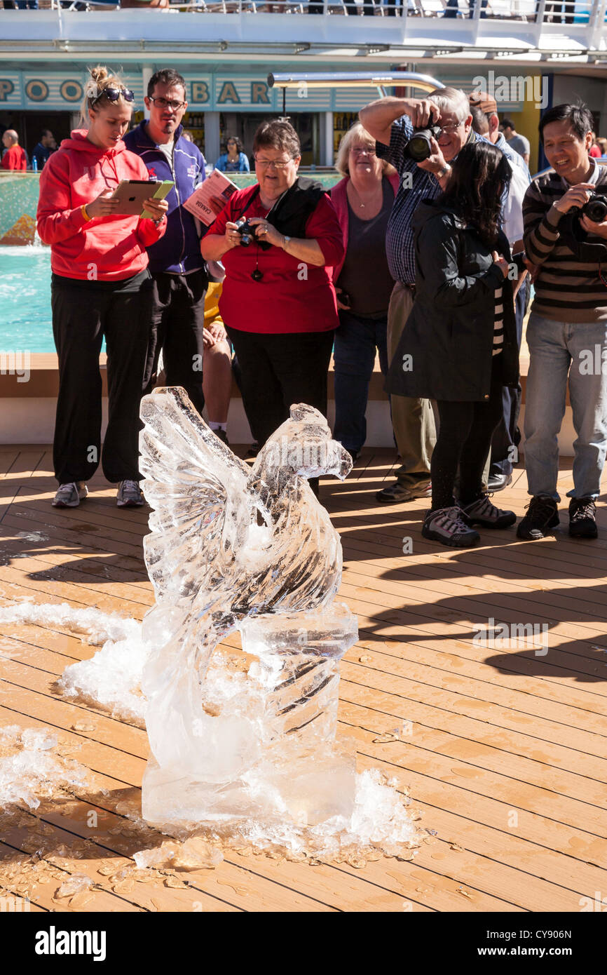 Ice Sculpture Demonstration Aboard Cruise Ship Stock Photo - Alamy