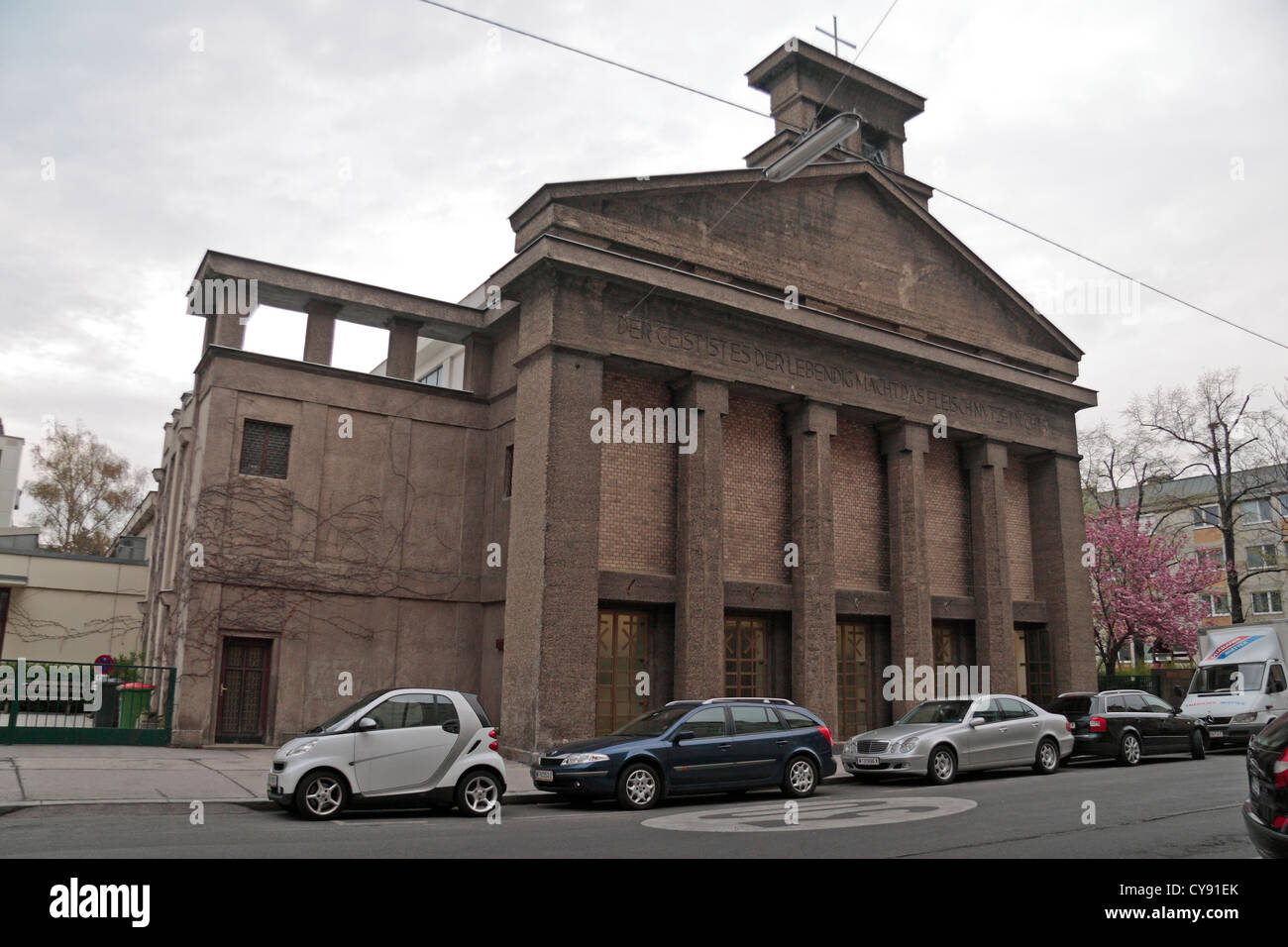 External view of the unique Church of the Holy Ghost, Vienna, the first ...