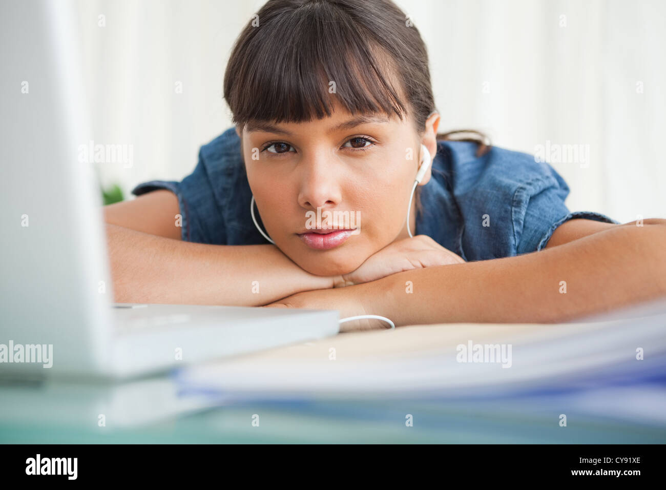 Portrait of a tired student Stock Photo - Alamy
