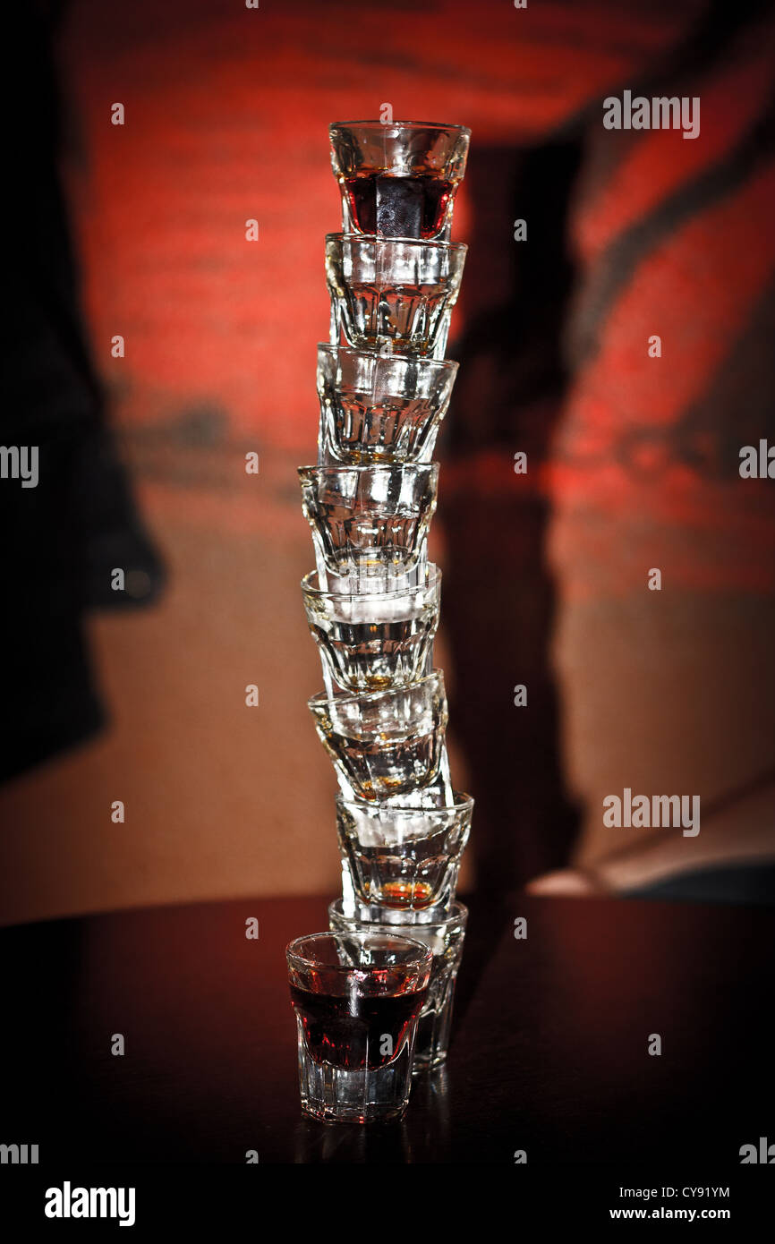 Stack of shots on the table Stock Photo - Alamy