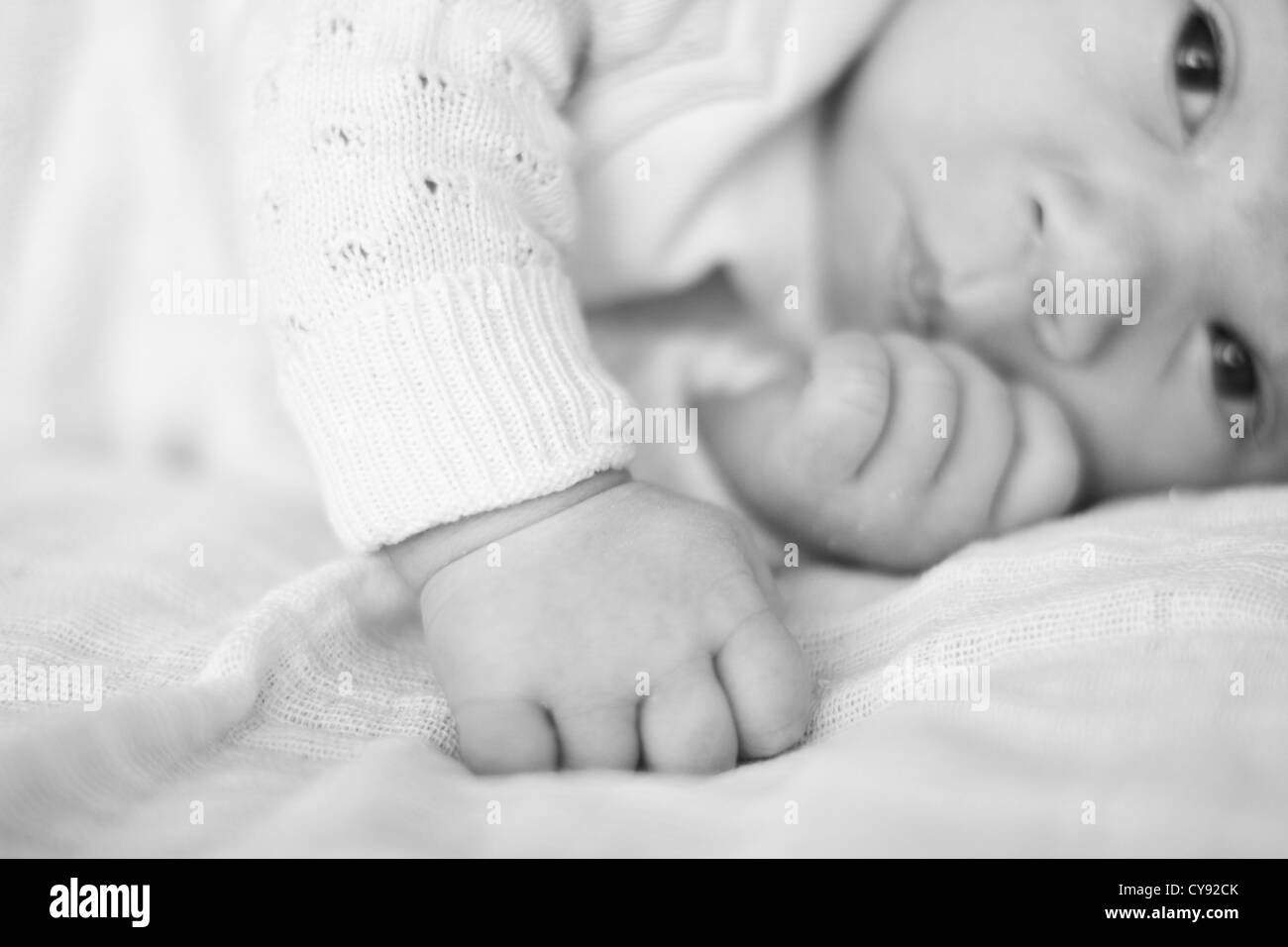 Closeup of newborn baby hands,B/W Stock Photo - Alamy