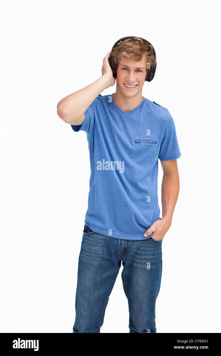 Smiling blond man long hair Cut Out Stock Images & Pictures - Alamy