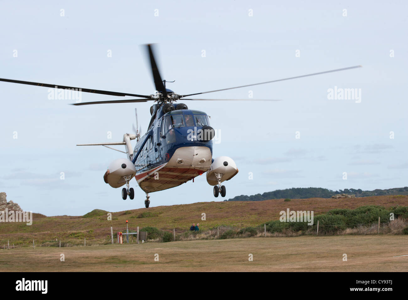 Scilly Scillies Islands helicopter service Stock Photo - Alamy
