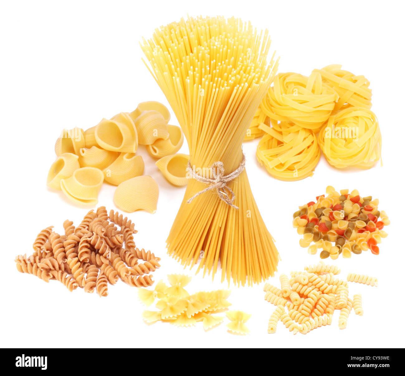 Variations of italian macaroni isolated on white background Stock Photo ...