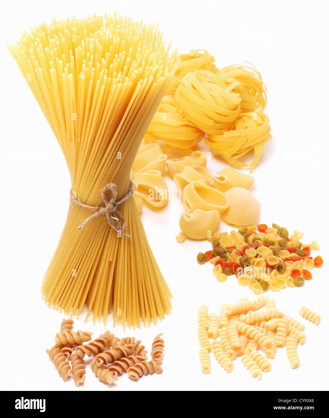 Variations of italian macaroni isolated on white background Stock Photo ...