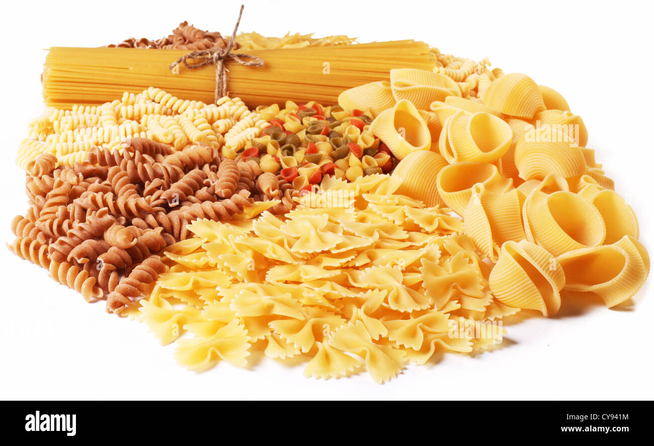Variations of italian macaroni isolated on white background Stock Photo ...