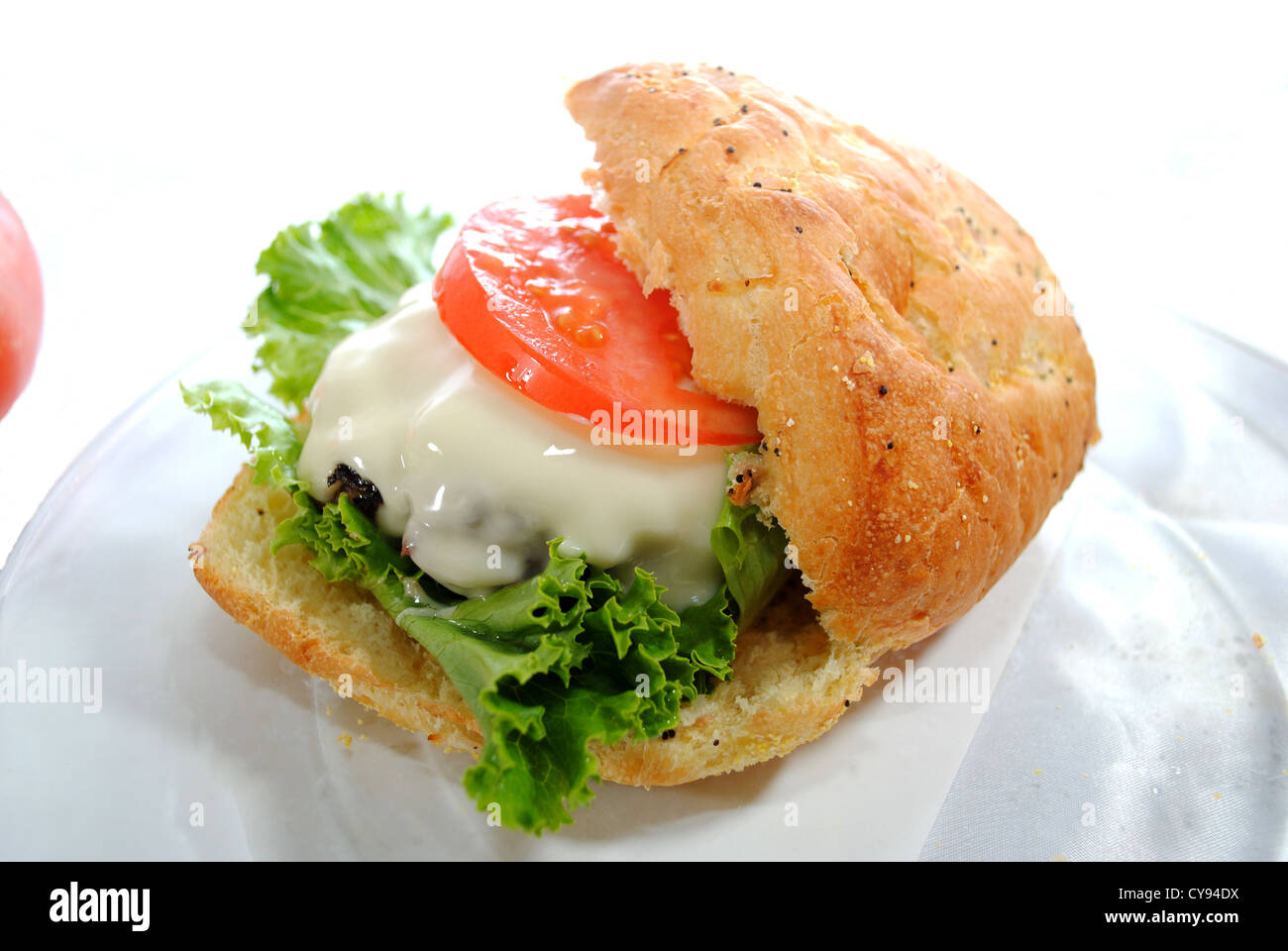 Classic beef burger in bun hi-res stock photography and images - Alamy