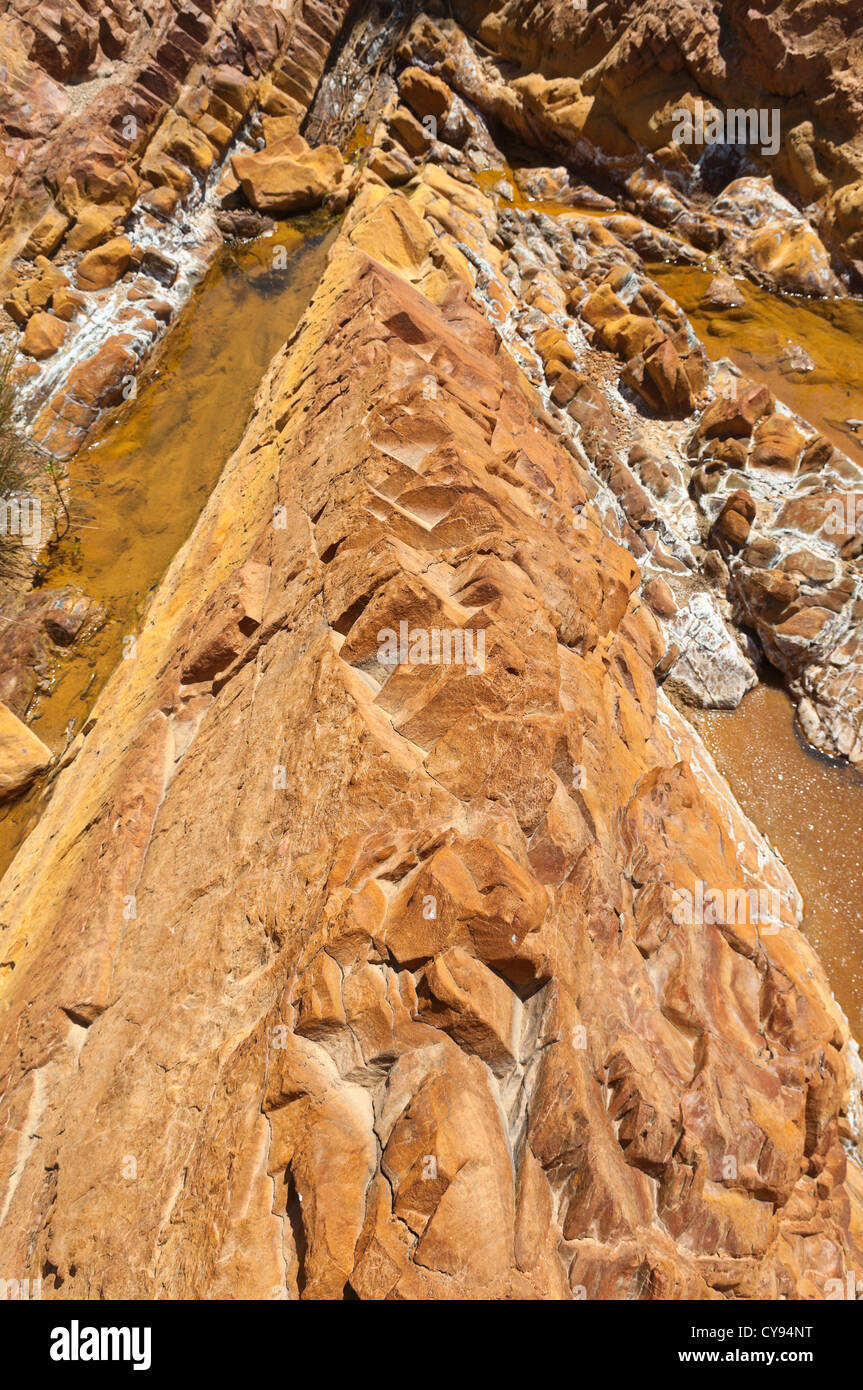 Detail of polluted riverbed of Mosteirao, downstream abandoned pyrite ...
