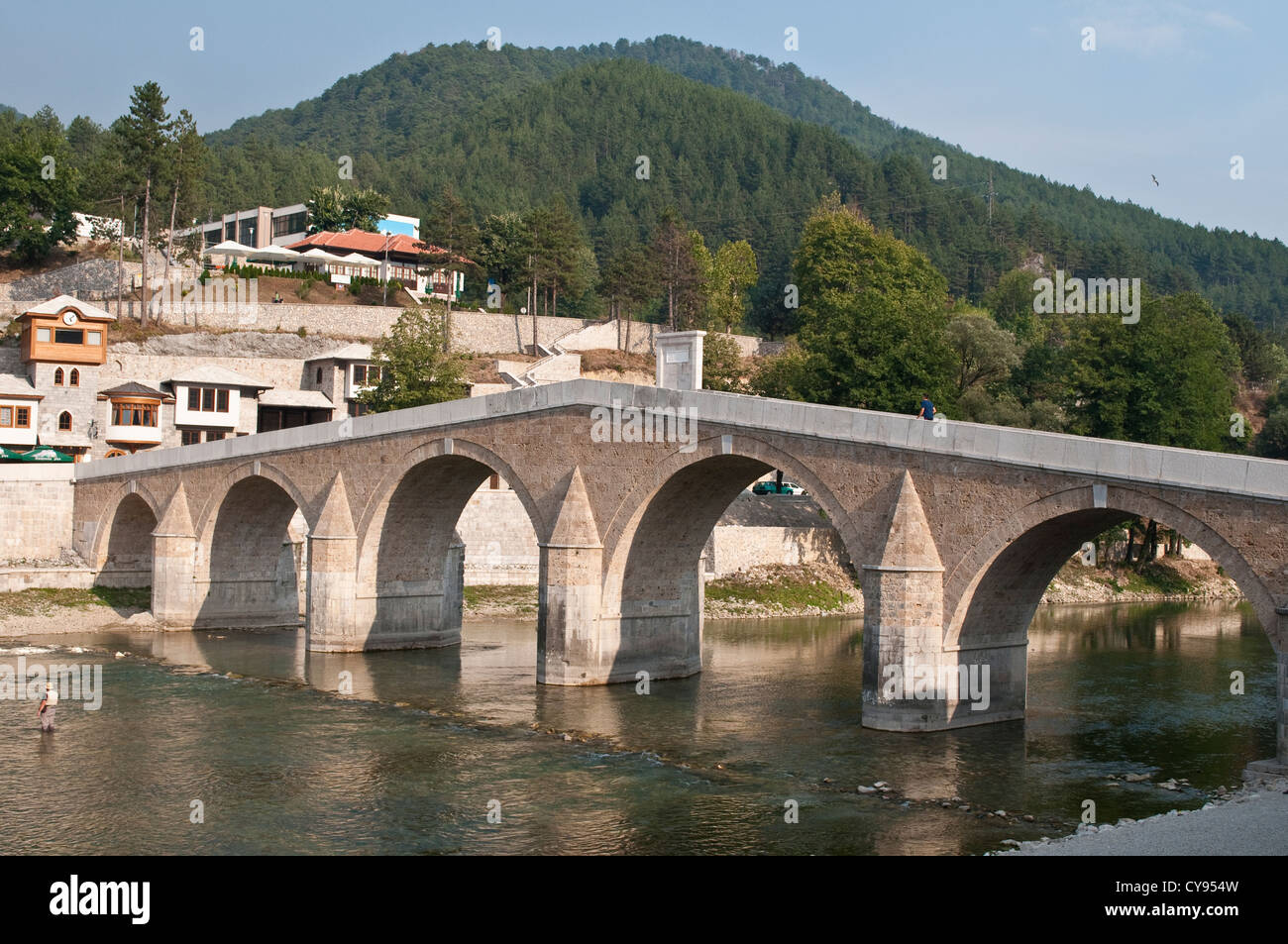 Ottoman bridge over River Neretva in the town of Konjic, Bosnia and ...