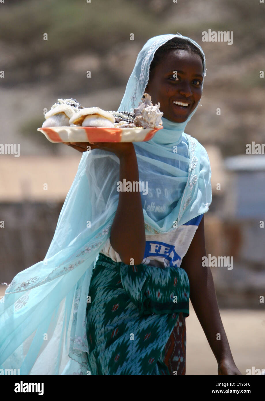 Afar Tribe Woman In Dissei Island, Dahlak Archipelago, Eritrea Stock ...