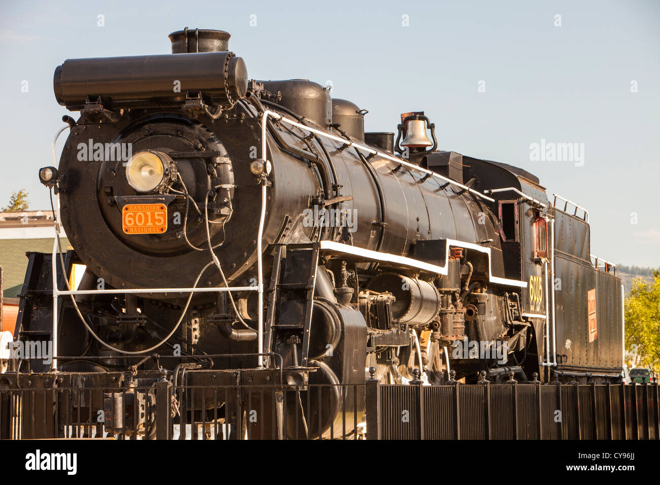 An old steam train at the train station in Jasper, Jasper National Park ...