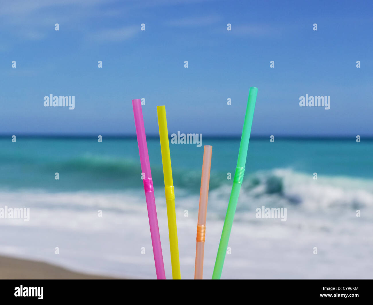 drinking straws beach drink outside at ocean Stock Photo - Alamy