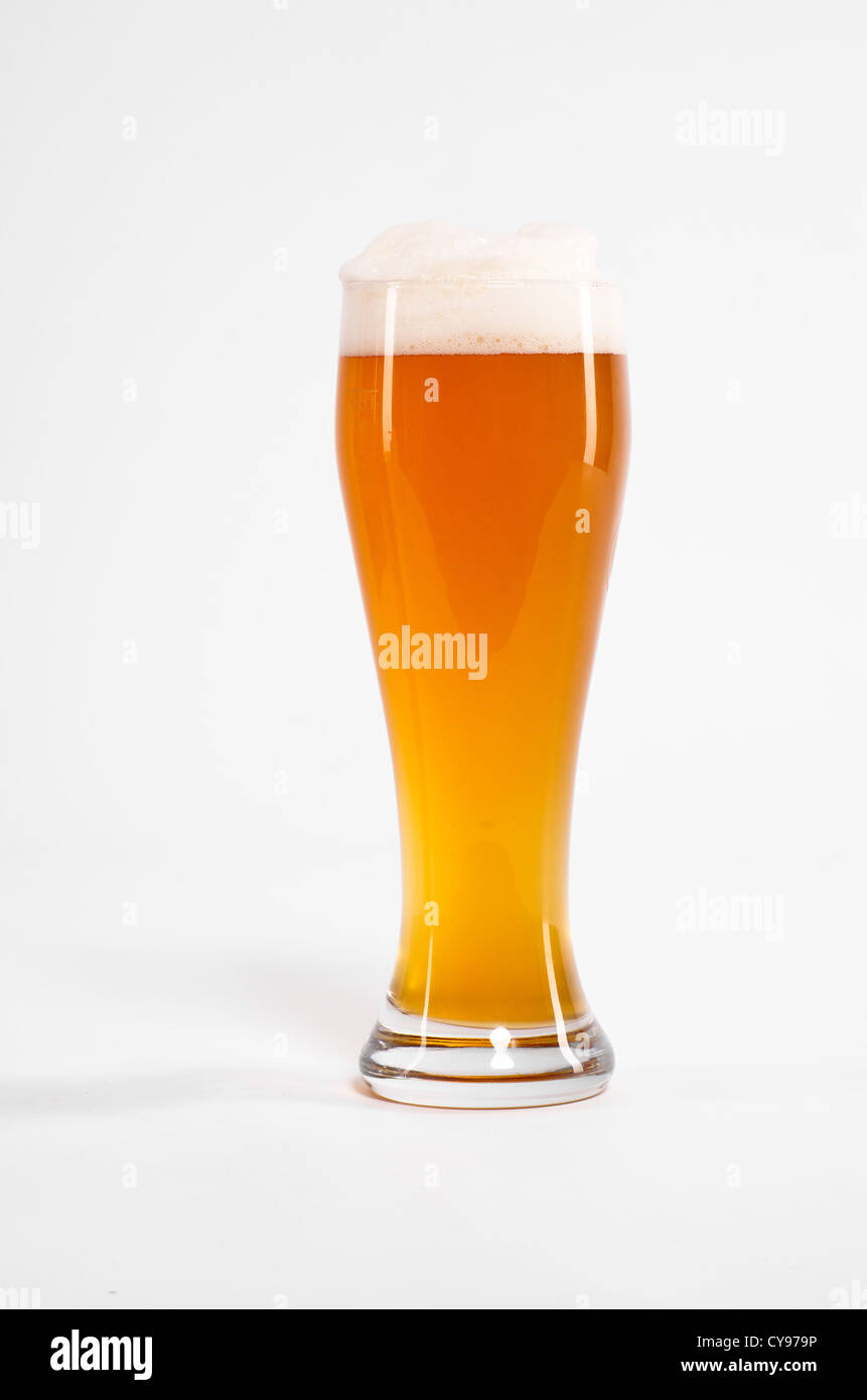 bavarian wheat beer isolated on white background Stock Photo - Alamy