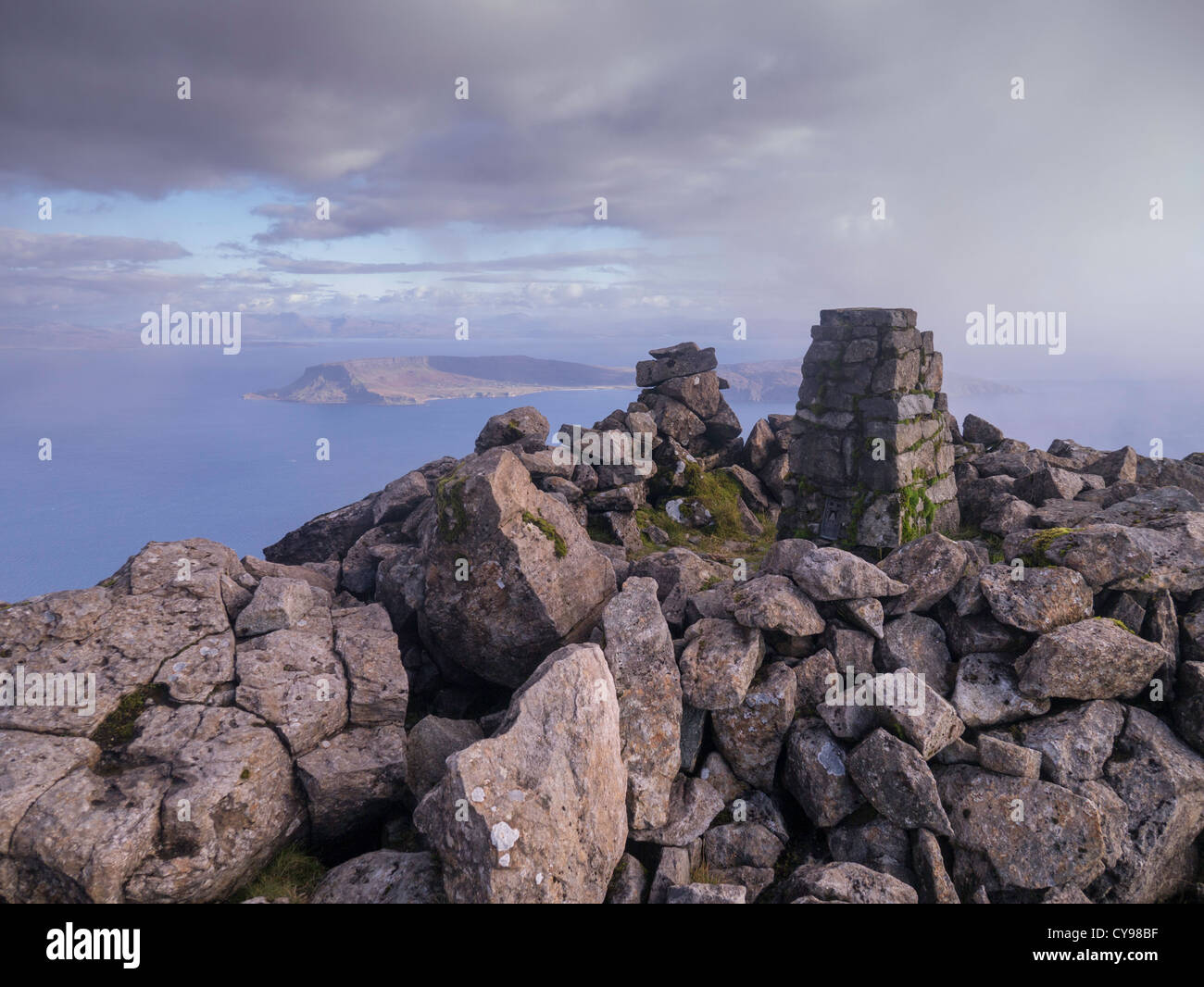 Askival on the Cuillin Ridge of Rum - Egg in the background Stock Photo ...
