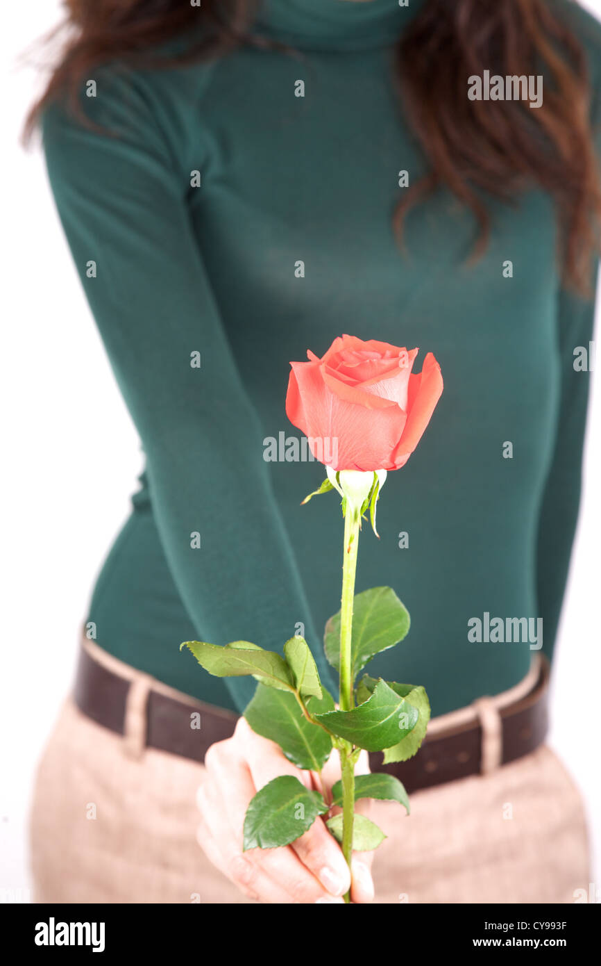 woman detail with a flower in her hands Stock Photo - Alamy