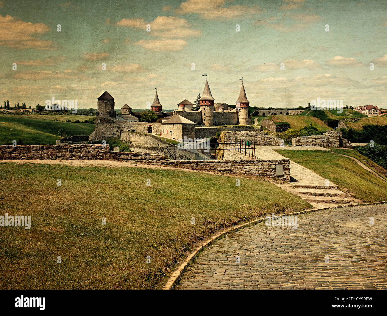 Retro style photo of old castle Stock Photo - Alamy