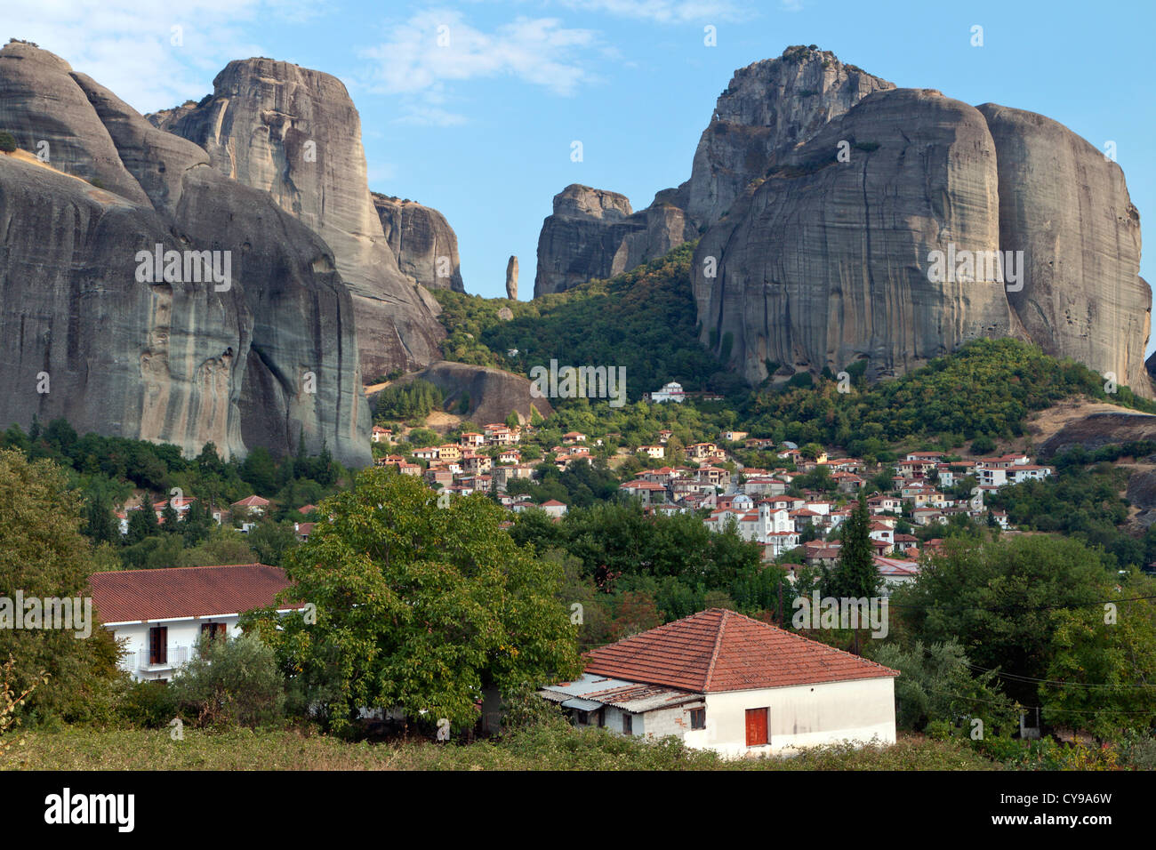 Hanging monasteries area at Meteora of Kalampaka in Greece Stock Photo ...
