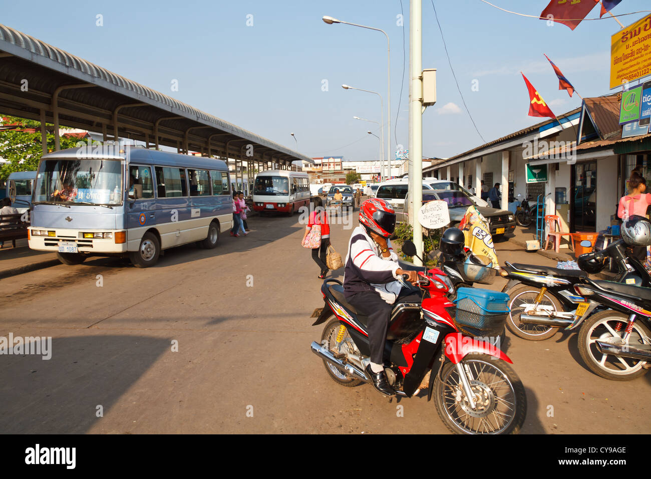 Scenery at the Central Bus Terminal in Vientiane, Laos Stock Photo - Alamy