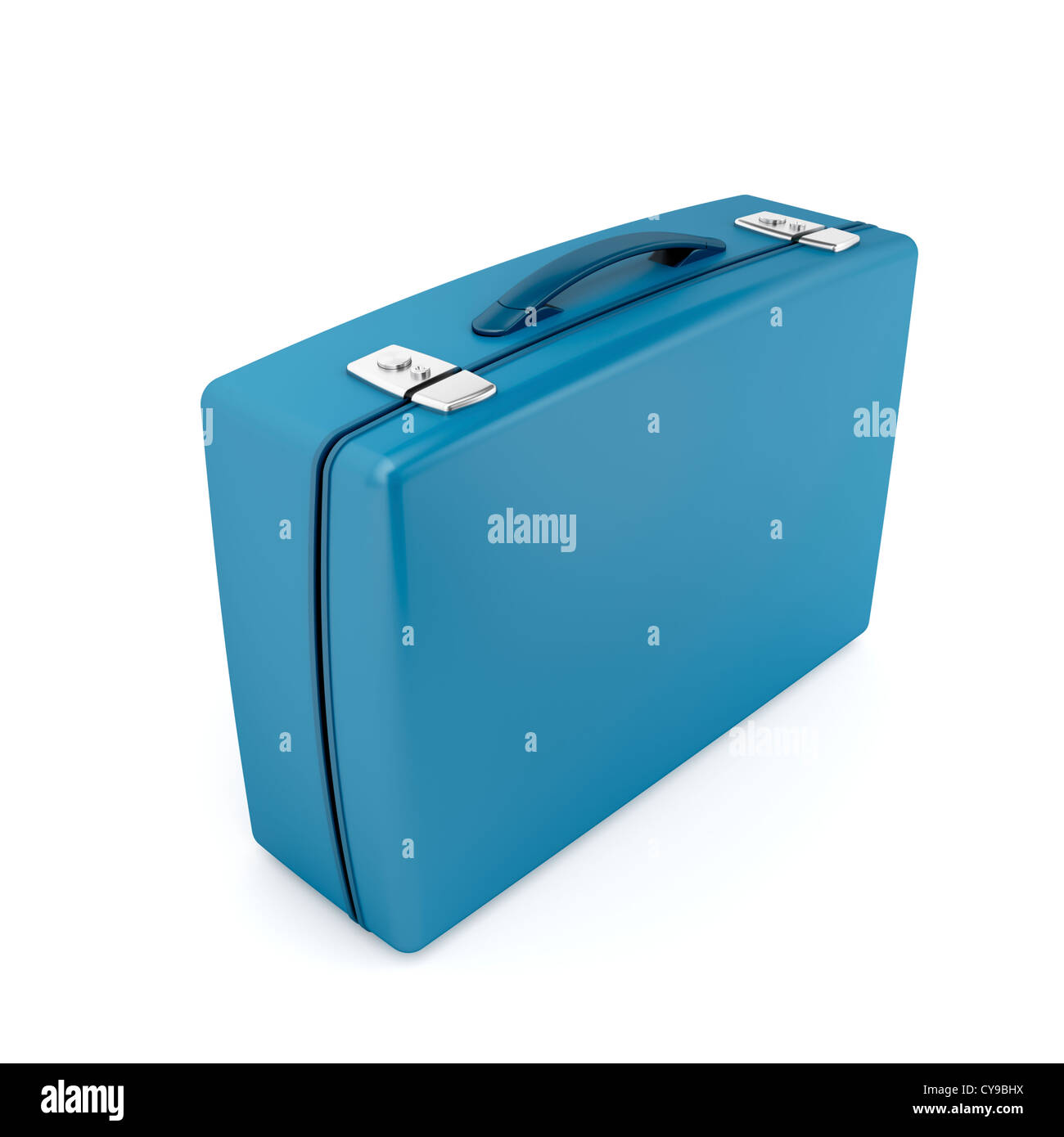 Blue suitcase on white background Stock Photo - Alamy