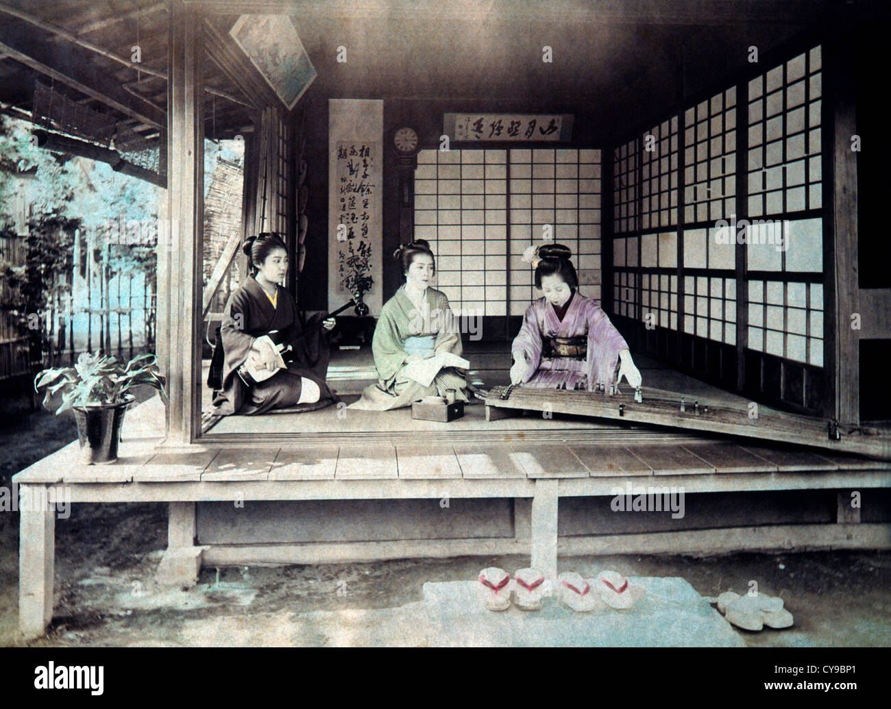 Three Japanese Musicians, 1880 Stock Photo - Alamy