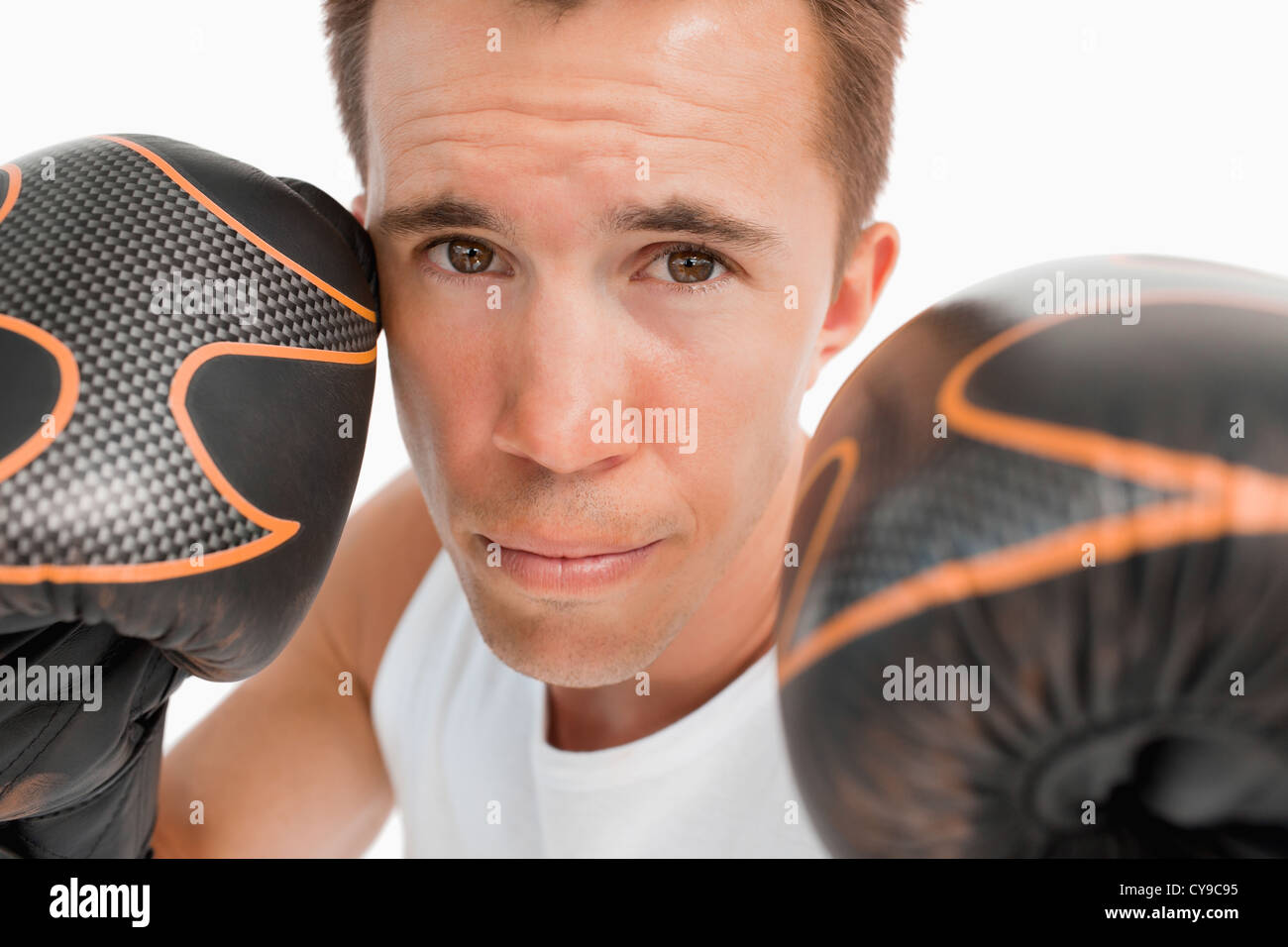 Boxer with his fists up Stock Photo - Alamy