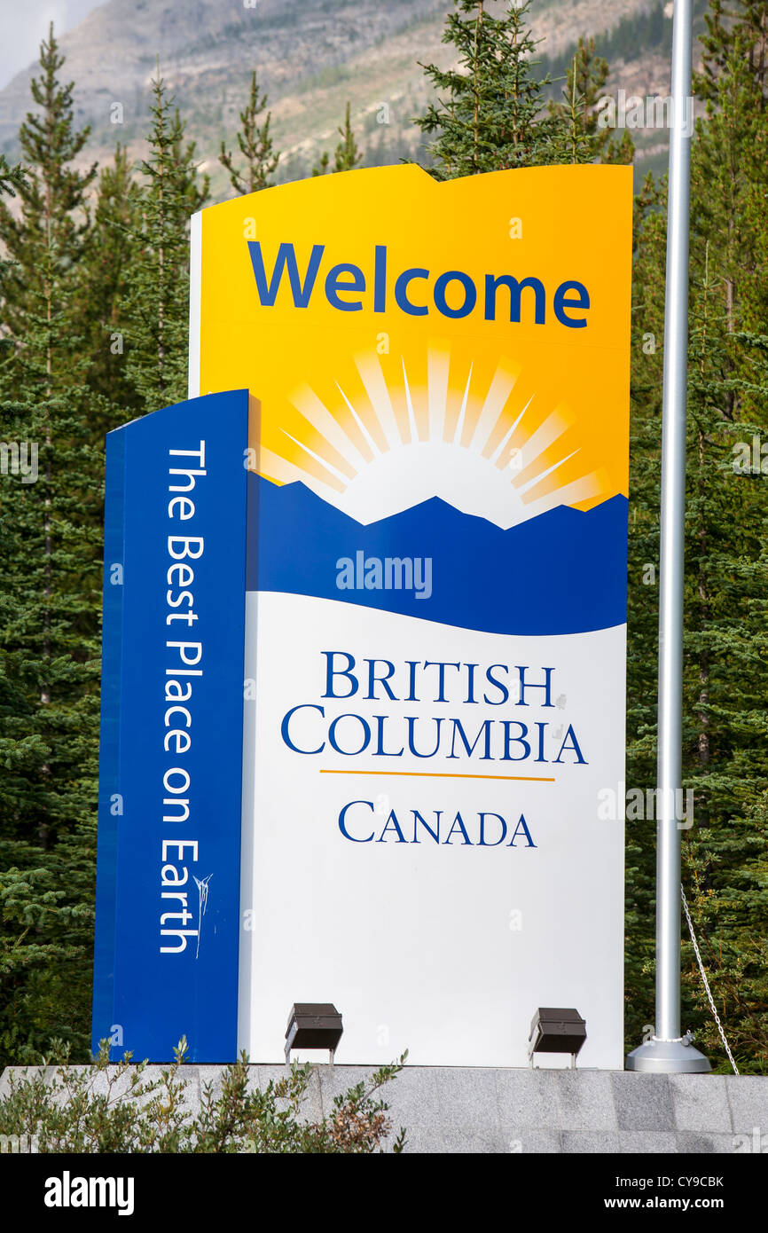 The Alberta British Columbia border in the Canadian Rockies Stock Photo ...