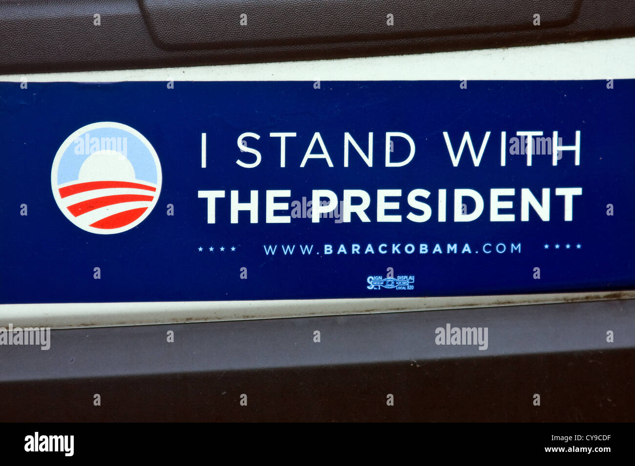 "I Stand with The President" political campaign sticker on an auto's ...