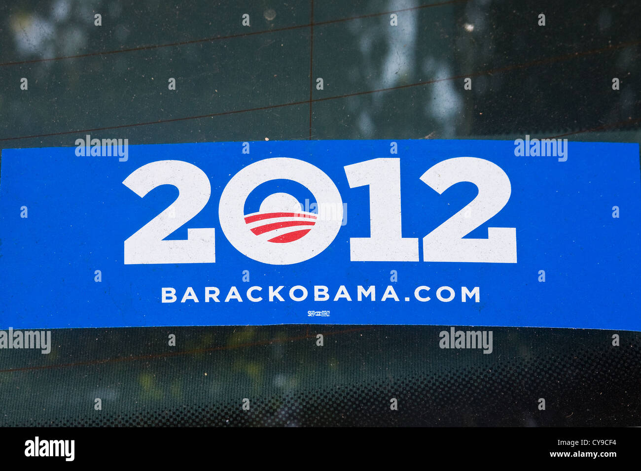 2012 Barack Hussein Obama political campaign sticker on an auto's rear ...