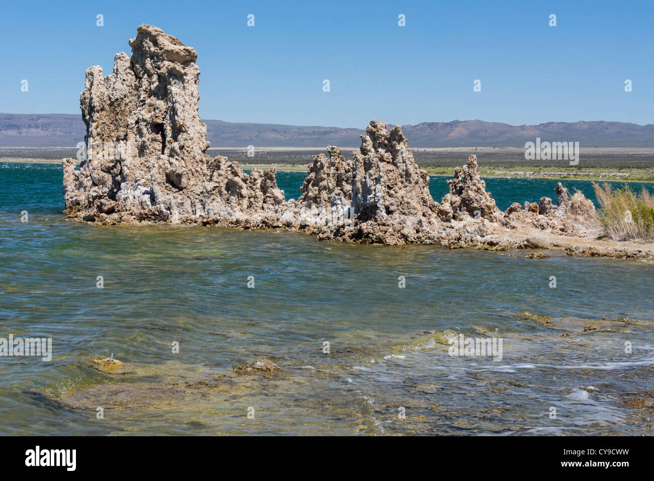 Mono Lake, South Tufa. Tufa rock formations created by underwater ...