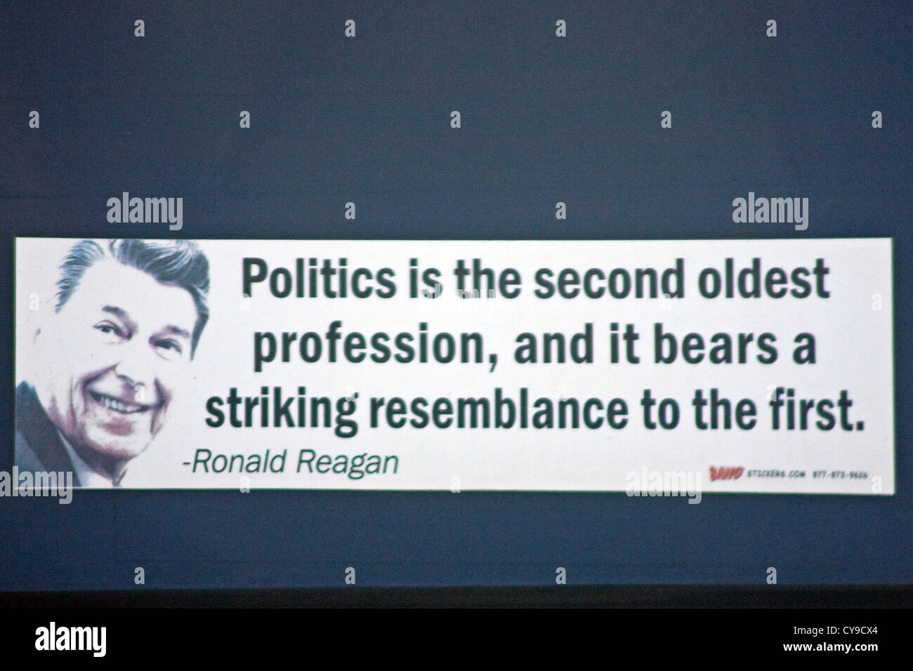 Ronald Wilson Reagan political sticker on an auto's rear bumper Stock ...